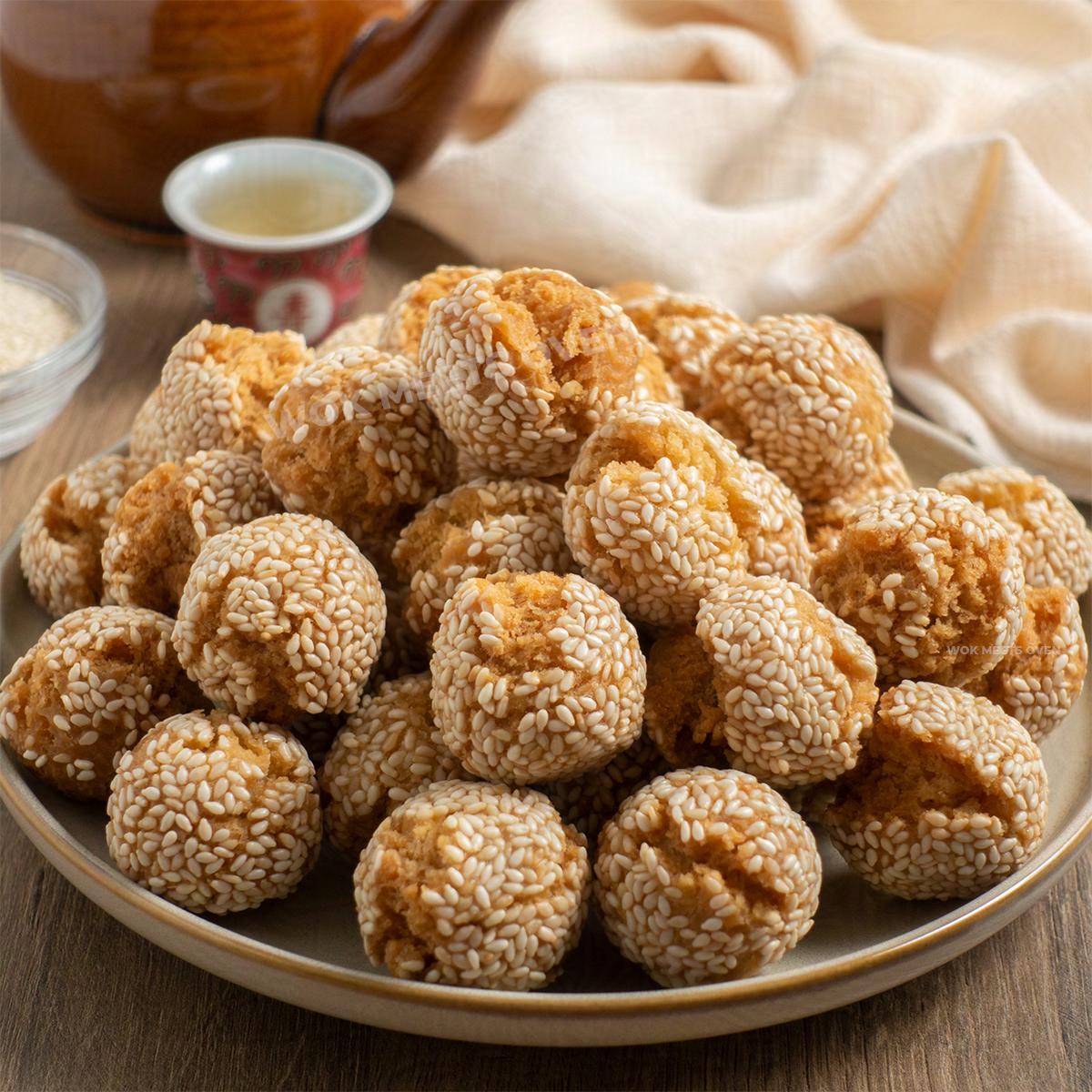 Chinese Smiling Sesame Balls (笑口棗) - Wok Meets Oven
