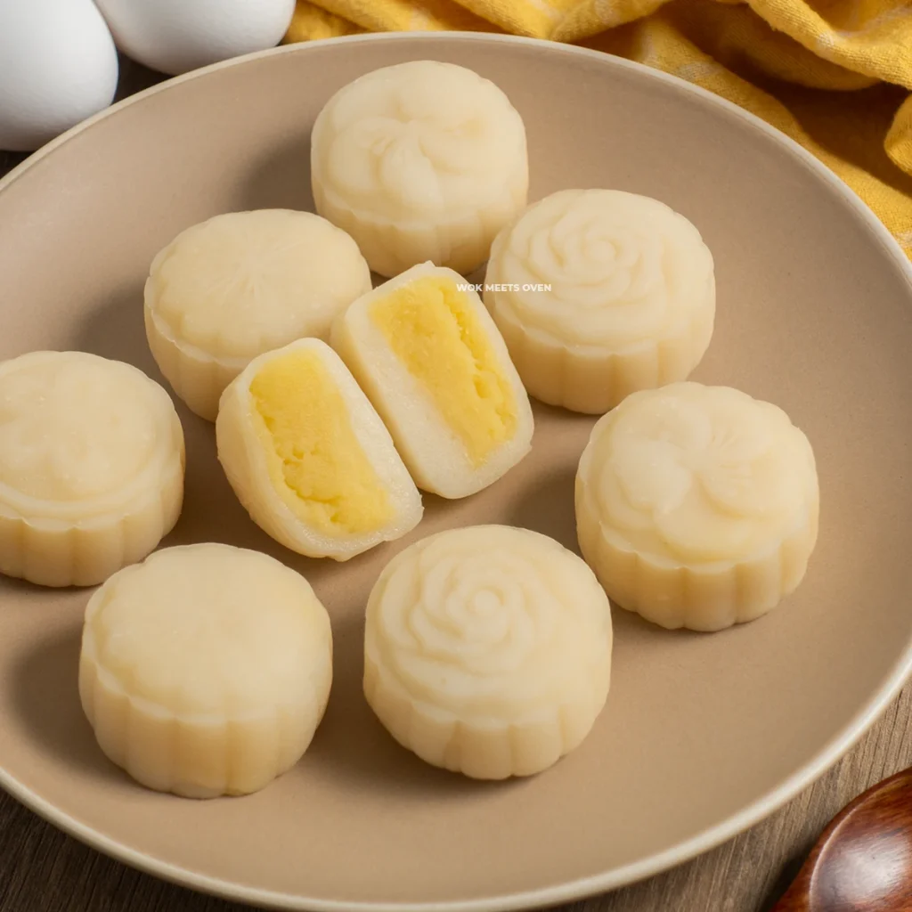 Snow Skin Mooncake with Custard Filling - Wok Meets Oven